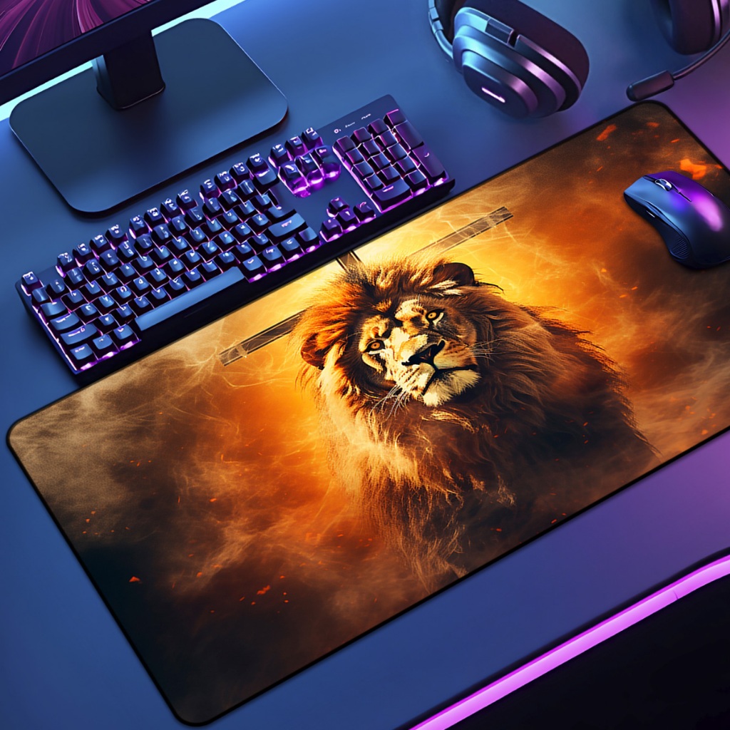 Mouse Pad Grande Gamer Lion 65x30 70x35 80x35 90x40 90x50 120x60 ...