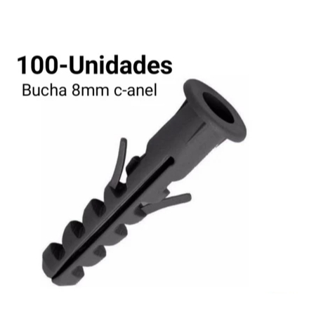 Bucha 8mm nylon com ANEL KIT 100UN P/ fixação de moveis e diversos em ...