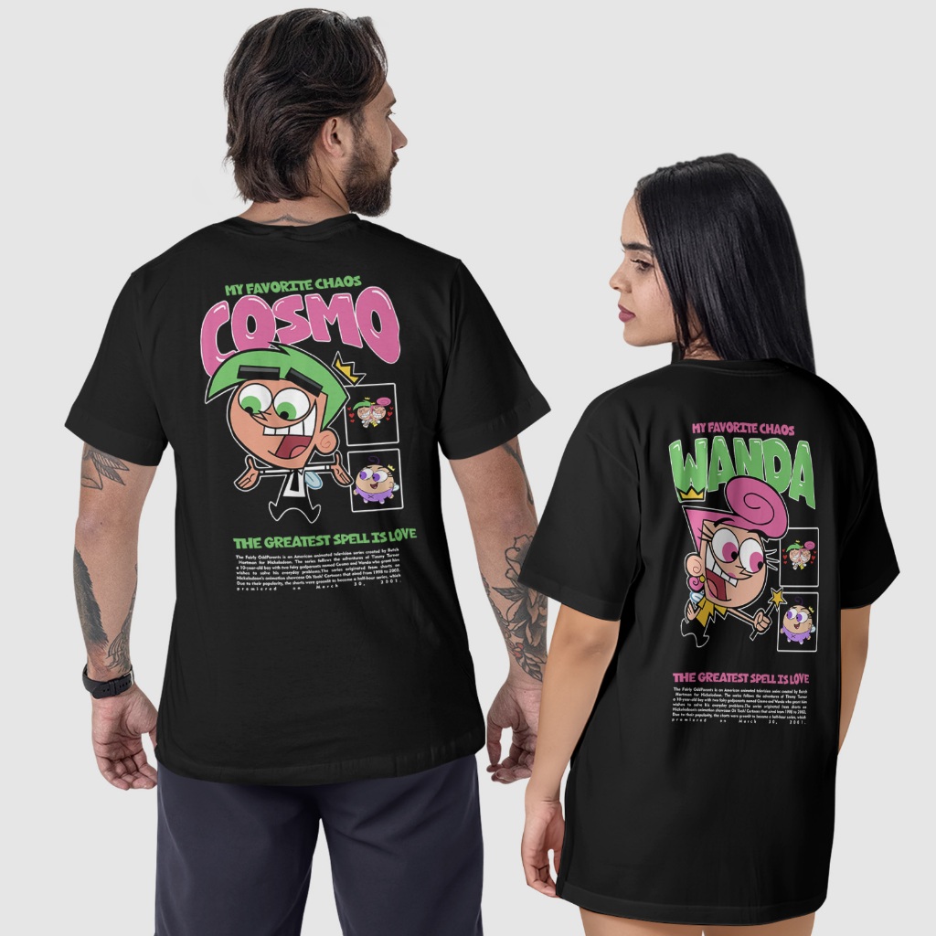 Conjunto 2 Camisetas Casal Wanda e Cosmo Padrinhos Mágicos Kit Namorados Camisa Streetwear ...