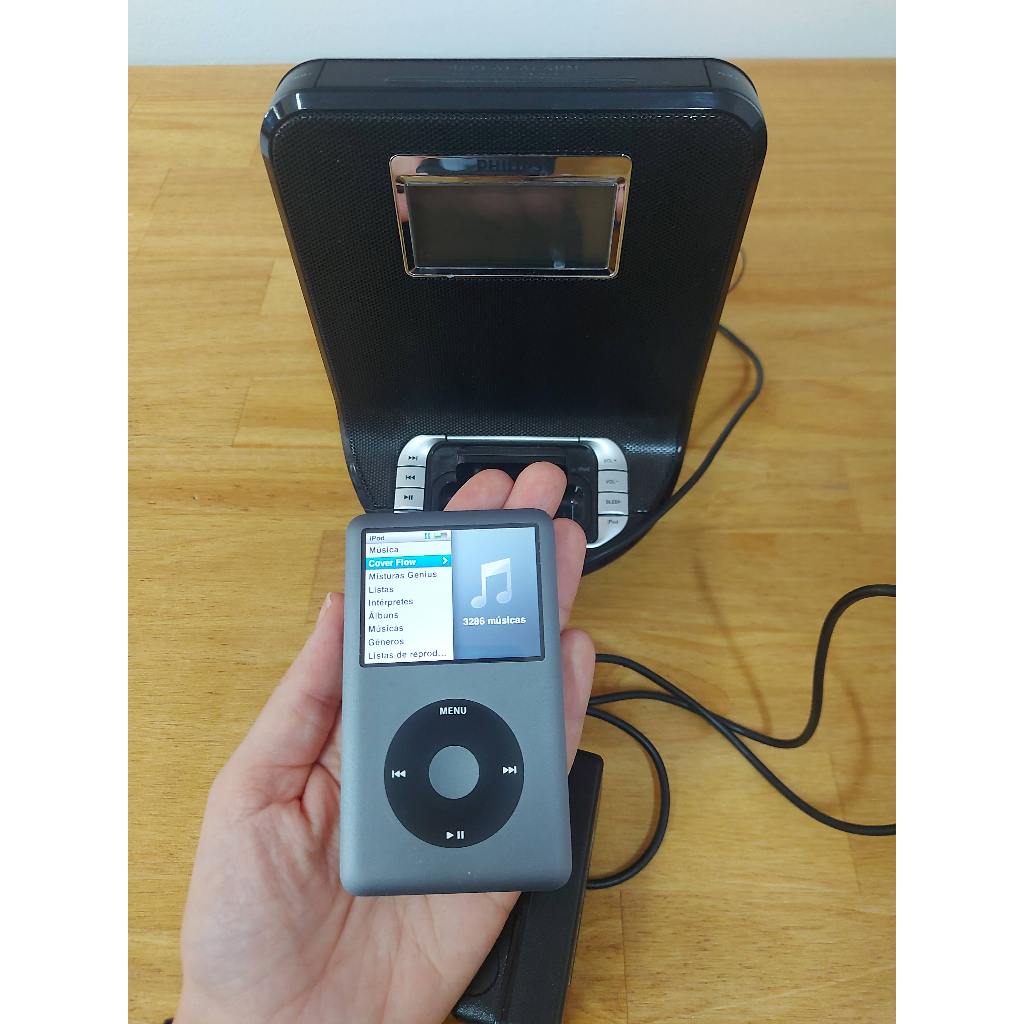 Ipod Classic 160gb + Dock Station Philips Radio FM Relogio Despertador ...