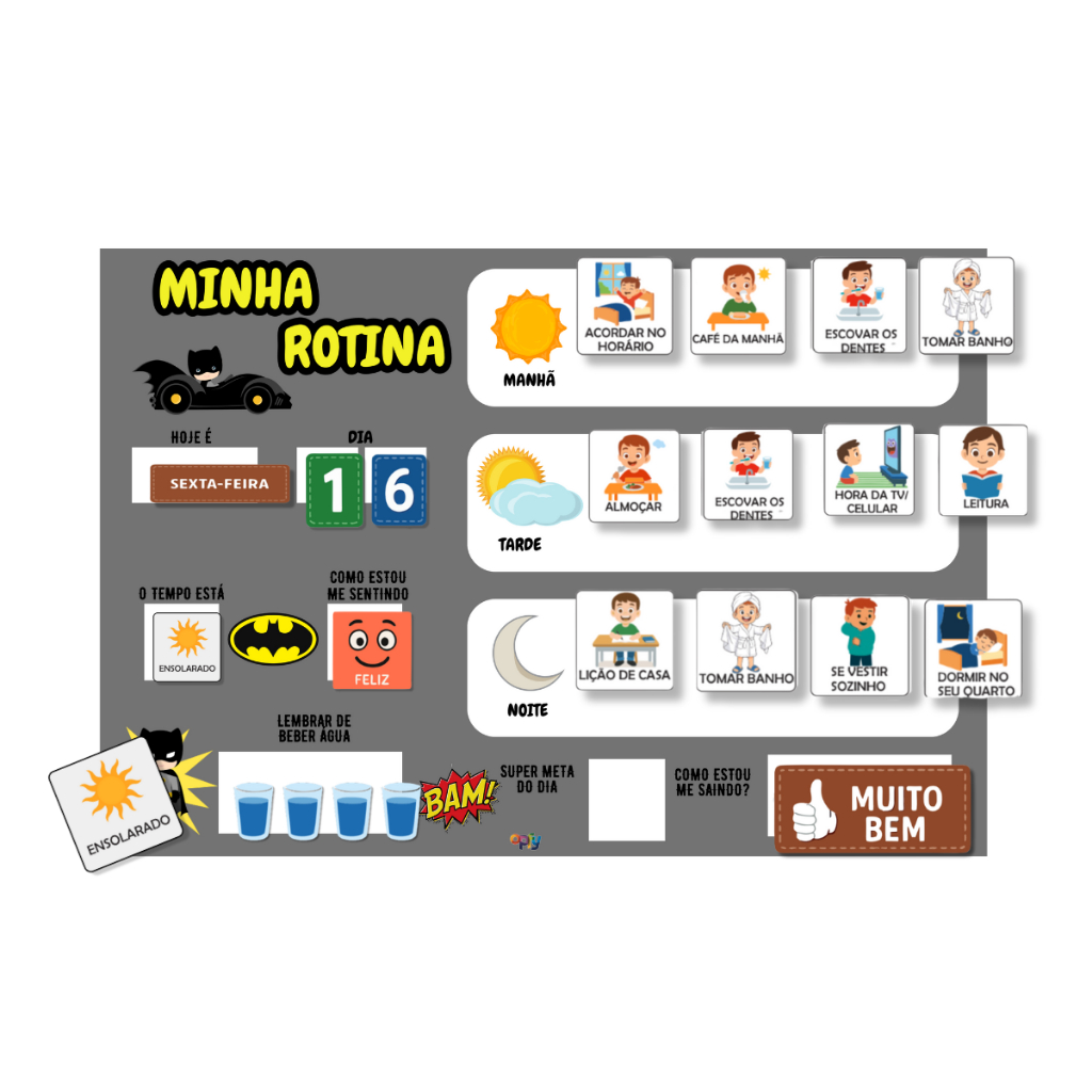 Quadro Minha Rotina Infantil de Parede Variados - Opfy | Shopee Brasil