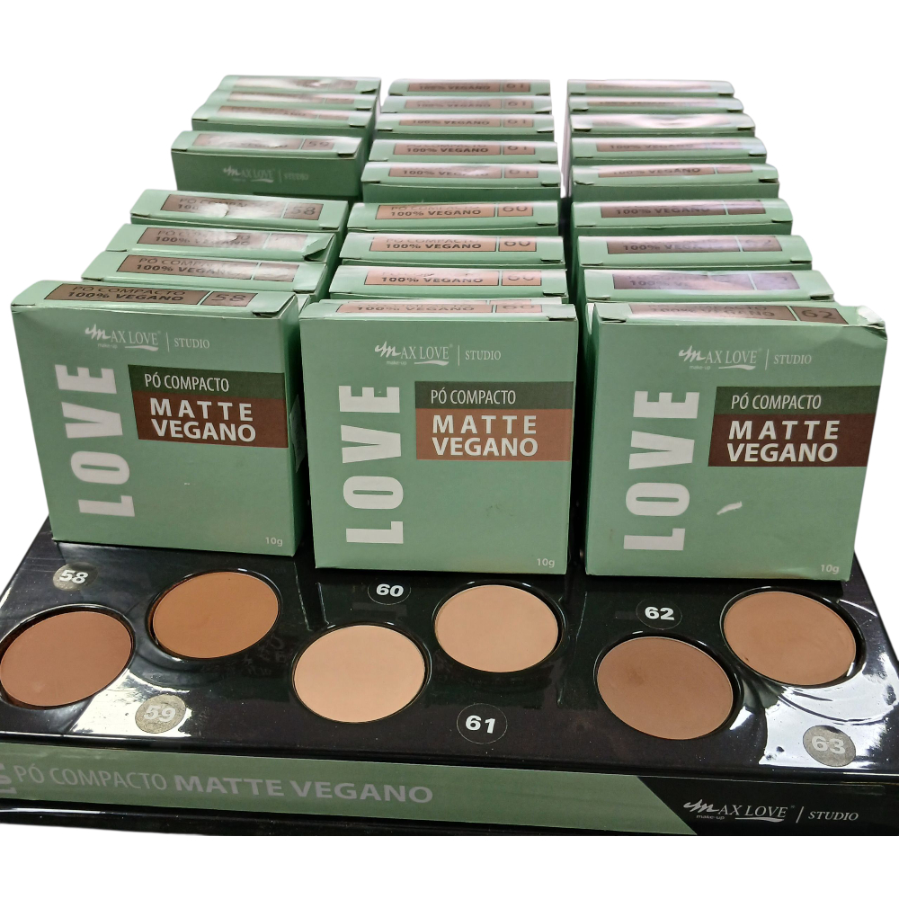Pó Compacto Max Love Matte Vegano- Maquiagem Facial Acabamento Natural ...