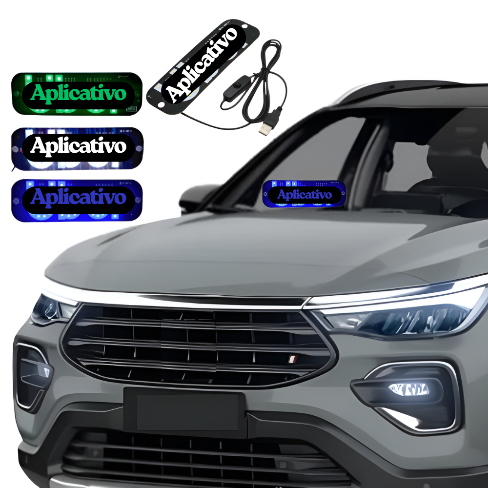 Placa Letreiro Led para Carro Iluminação 3 Cores com Ventosa Para-Brisa ...