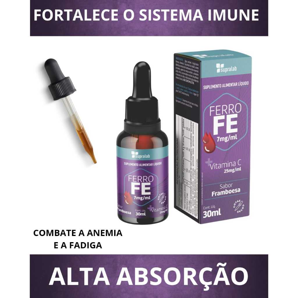 ferro liquido concentrado com vitamina C supralab Energia e imunidade ...