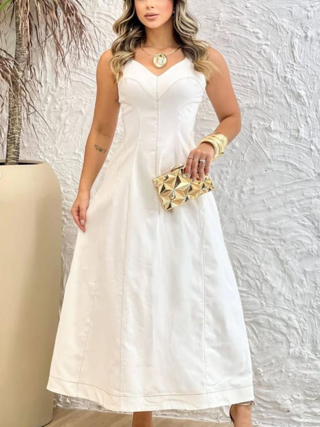 Vestido longo tecido sensorial com bojo tamanho uinco veste 38-42 ...