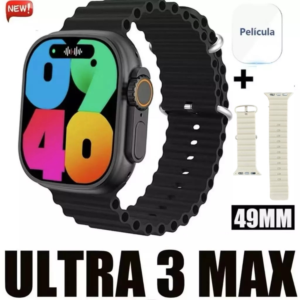 Relógio Smartwatch Watch Ultra 3 max Série 10 Super Amoled Prova D'Água ...