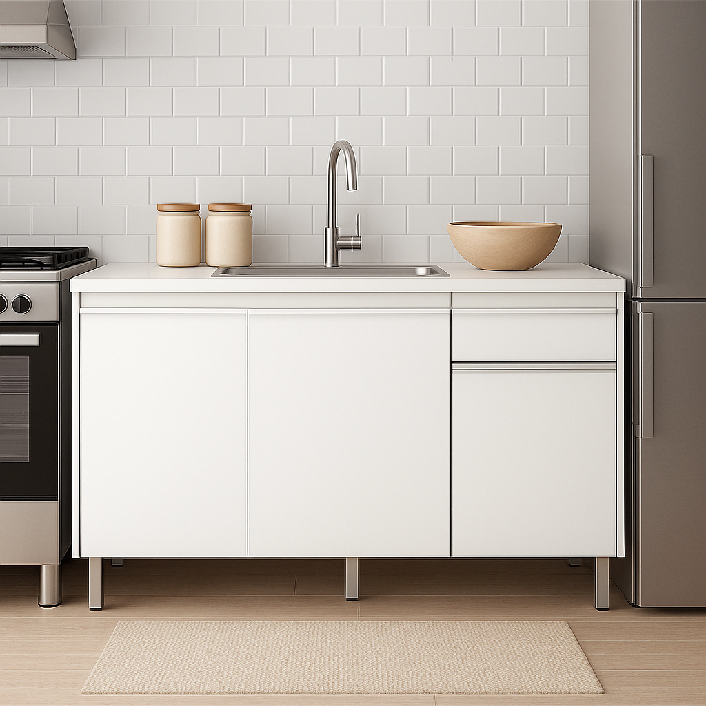 Balcão de Cozinha para Pia de 120cm Sem Tampo Pop 3 Portas 1 Gaveta | Shopee Brasil