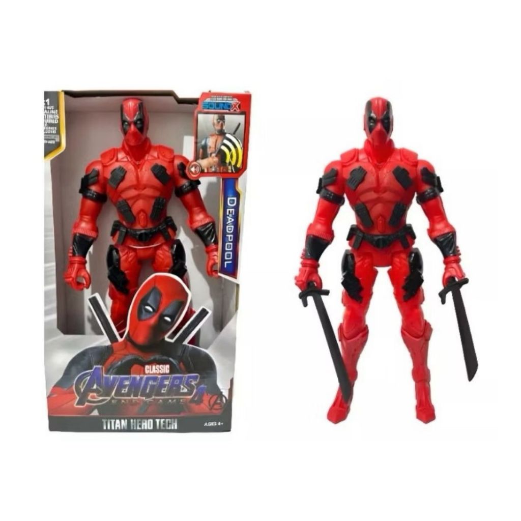 Boneco Deadpool Grande - 30cm Com Luz E Som Colecionável Vingadores Dia ...