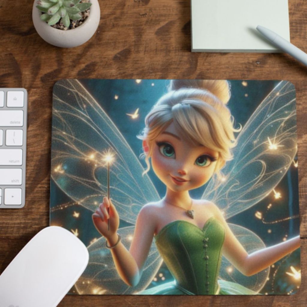 Mouse Pad Fada Tinker Bell Tecido Emborrachado Pequeno 19x23 cm ...