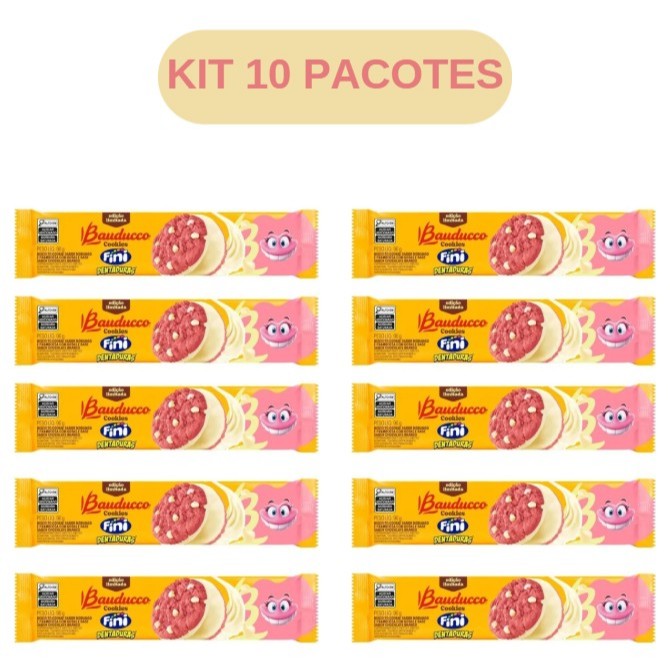 Kit 10 Biscoitos Cookies Fini Dentaduras Bauducco 96g | Shopee Brasil