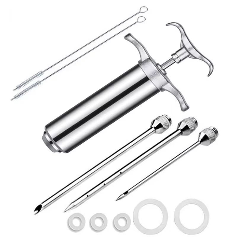 Seringa Injetora de Tempero Molho Kit Completo 3 Agulhas Aço Inox Para ...