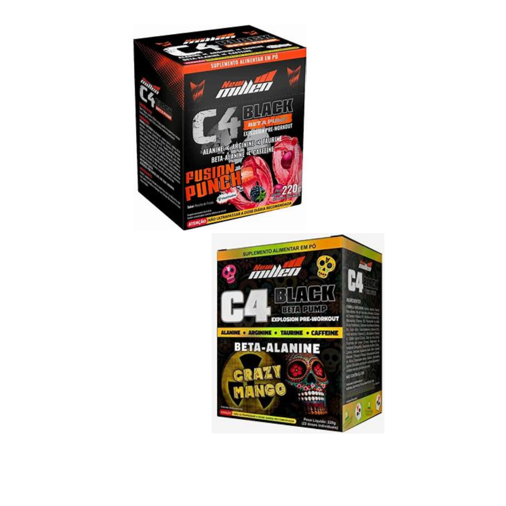 Pré-Treino New Millen C4 Black Beta Pump Monodose 10g – Fusion Punch ...