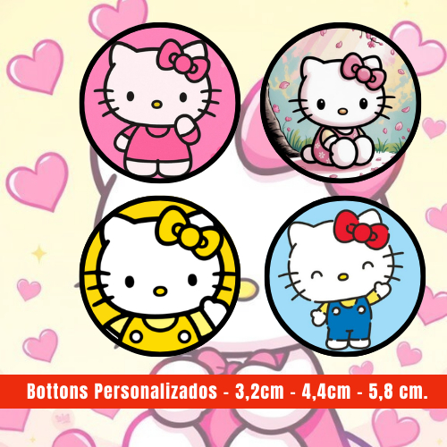 Bottons Pins Button HELLO KIT 3,2cm - 4,4cm - 5,8cm Broche Botom ...