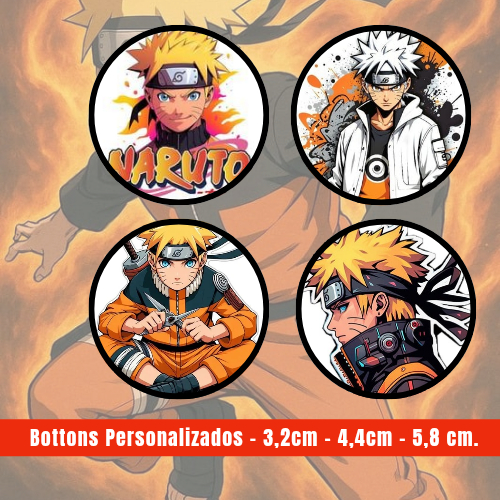 Bottons Pins Button NARUTO 3,2cm - 4,4cm - 5,8cm Broche Botom ANIME ...