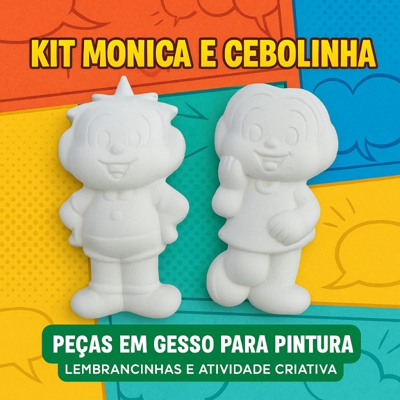 KIT FESTA INFANTIL PEÇAS EM GESSO CRU PARA PINTURA - MÔNICA & CEBOLINHA ...