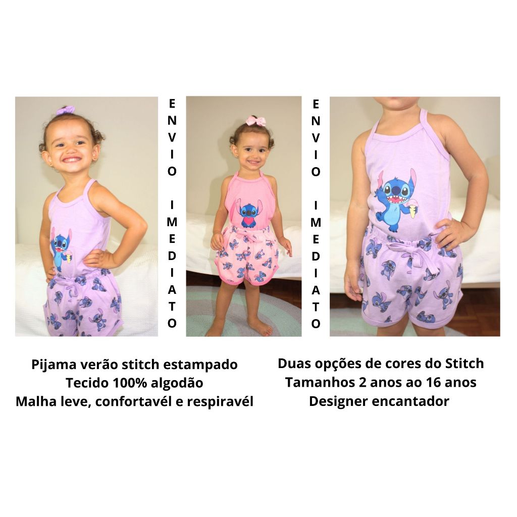 Pijama Infantil STITCH Verão Alcinha Nadador | Shopee Brasil