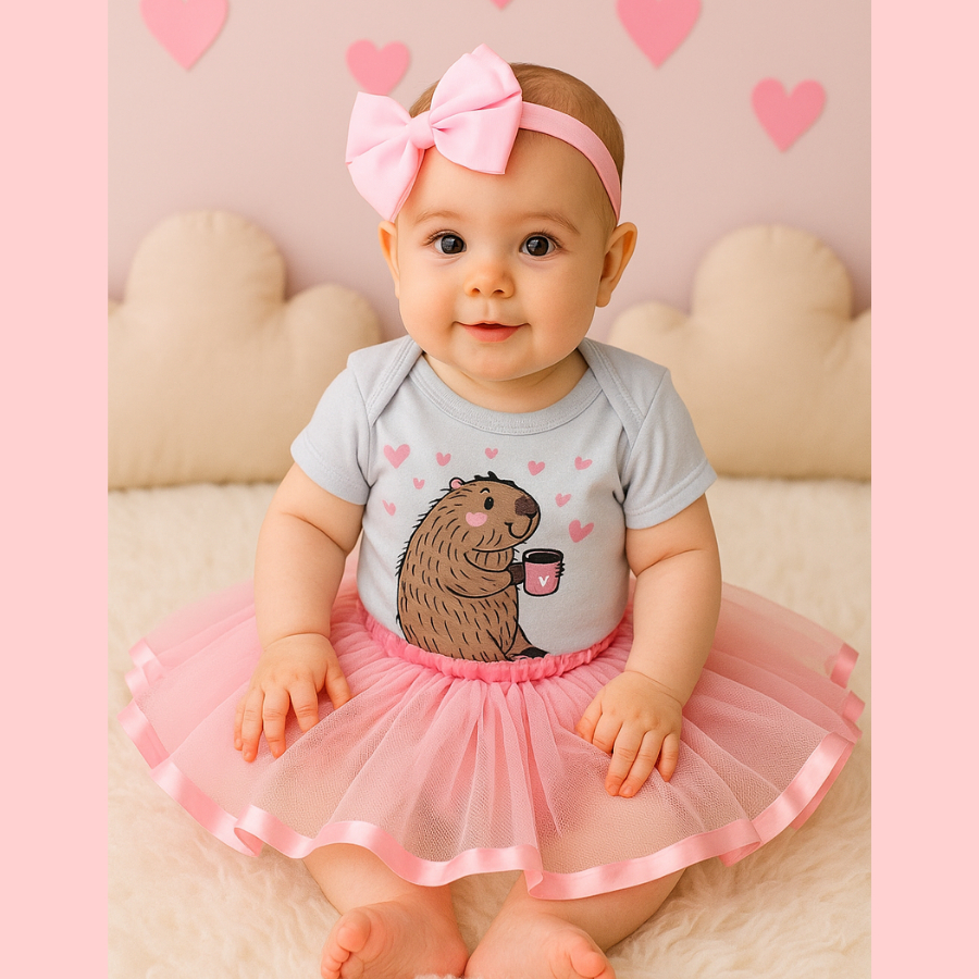 Body Tematico Capivara Ensaio Fotos Bebe Mesversario Presente Fofo ...