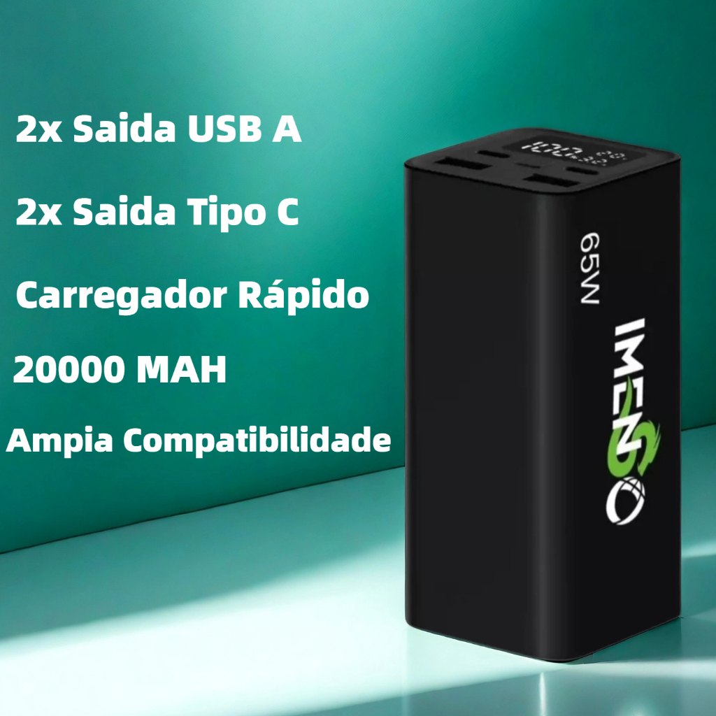 Carregador Portátil Power bank Slim Ultra Rápido 65w 20000mah Imenso ...