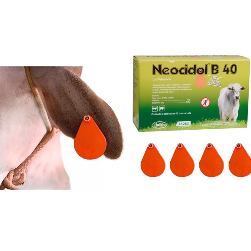 KIT 40 BRINCO NEOCIDOL B40 CONTROLE DA MOSCA DO CHIFRE EM BOVINOS ...