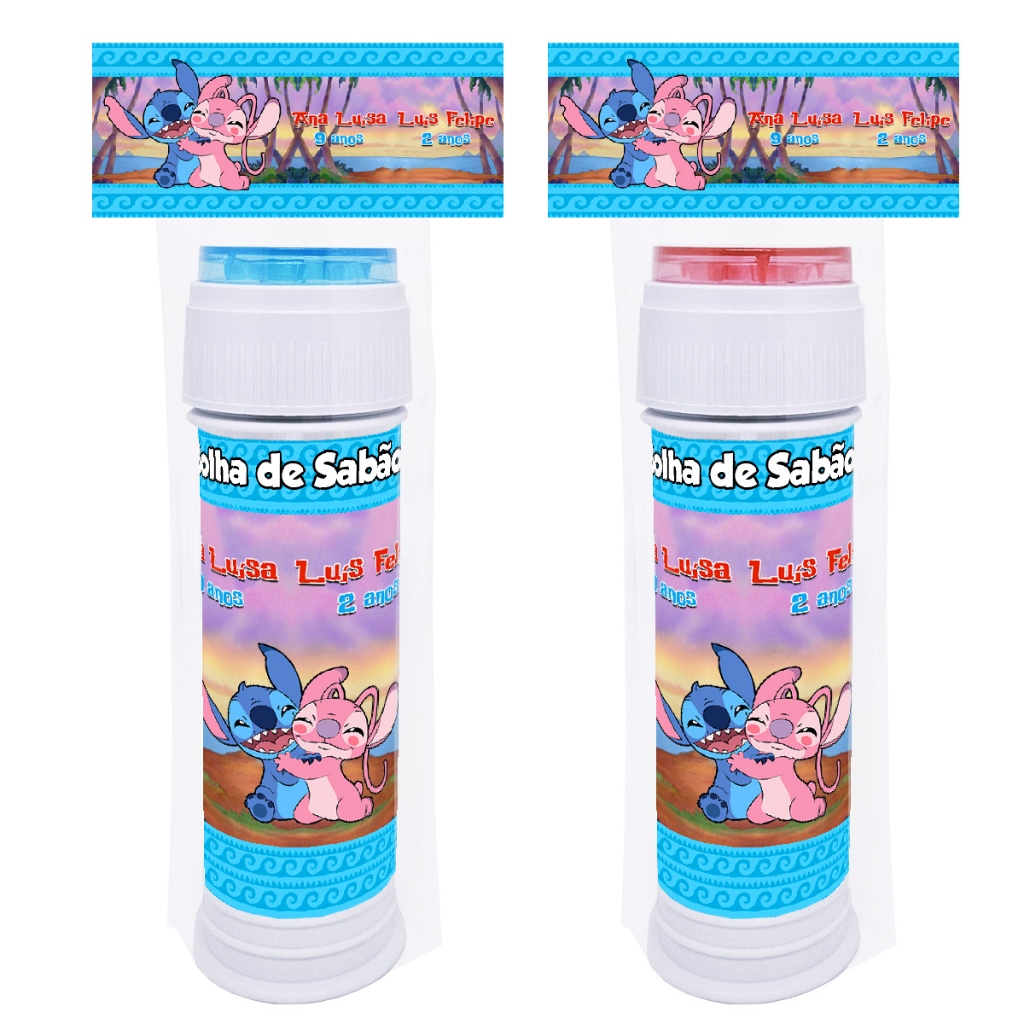5 Bolha de Sabão 60ml Lilo e Stitch e Angel Lembrancinha Festa | Shopee ...