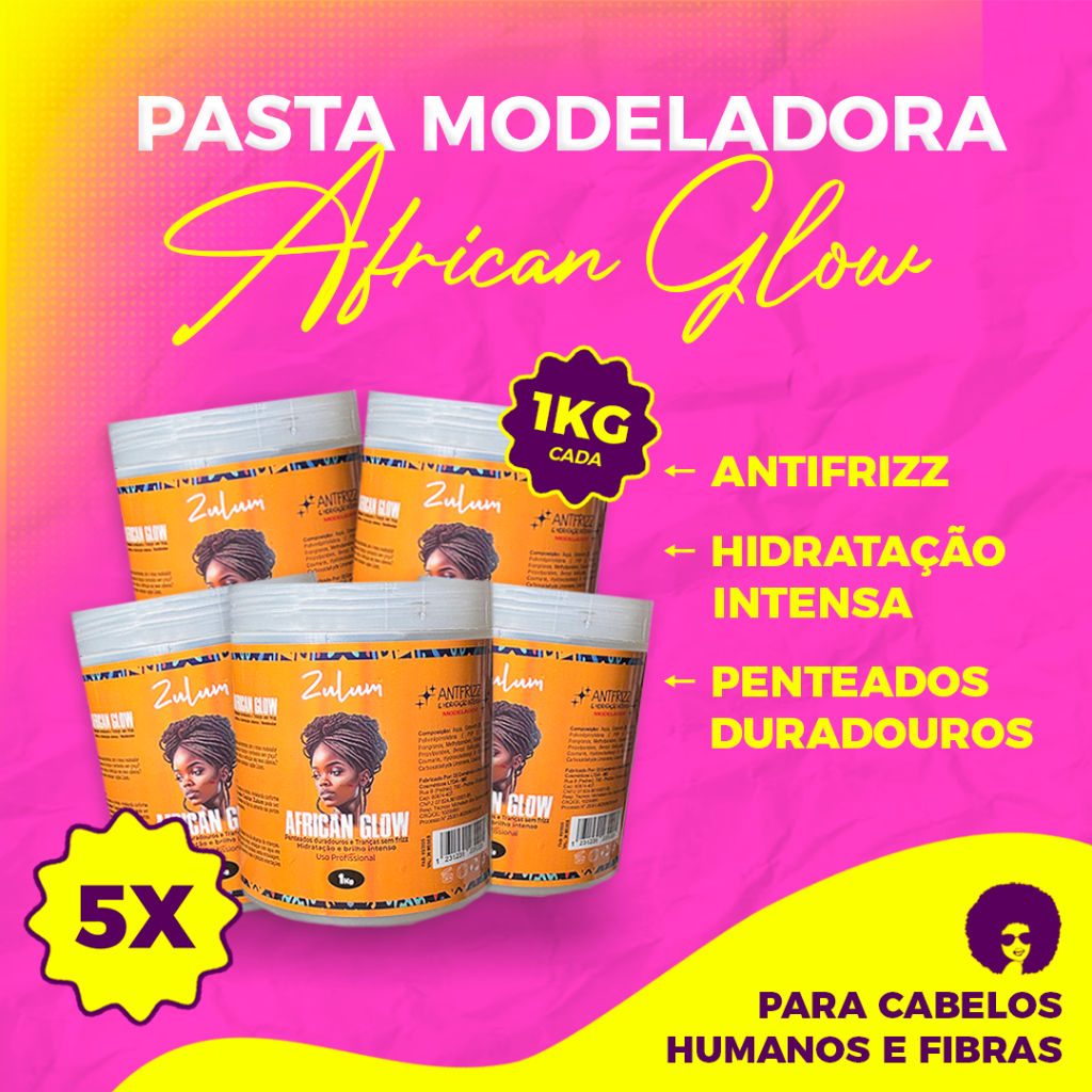 KIT 5X PASTA MODELADORA AFRICAN GLOW 1KG USO PROFISSIONAL | Shopee Brasil