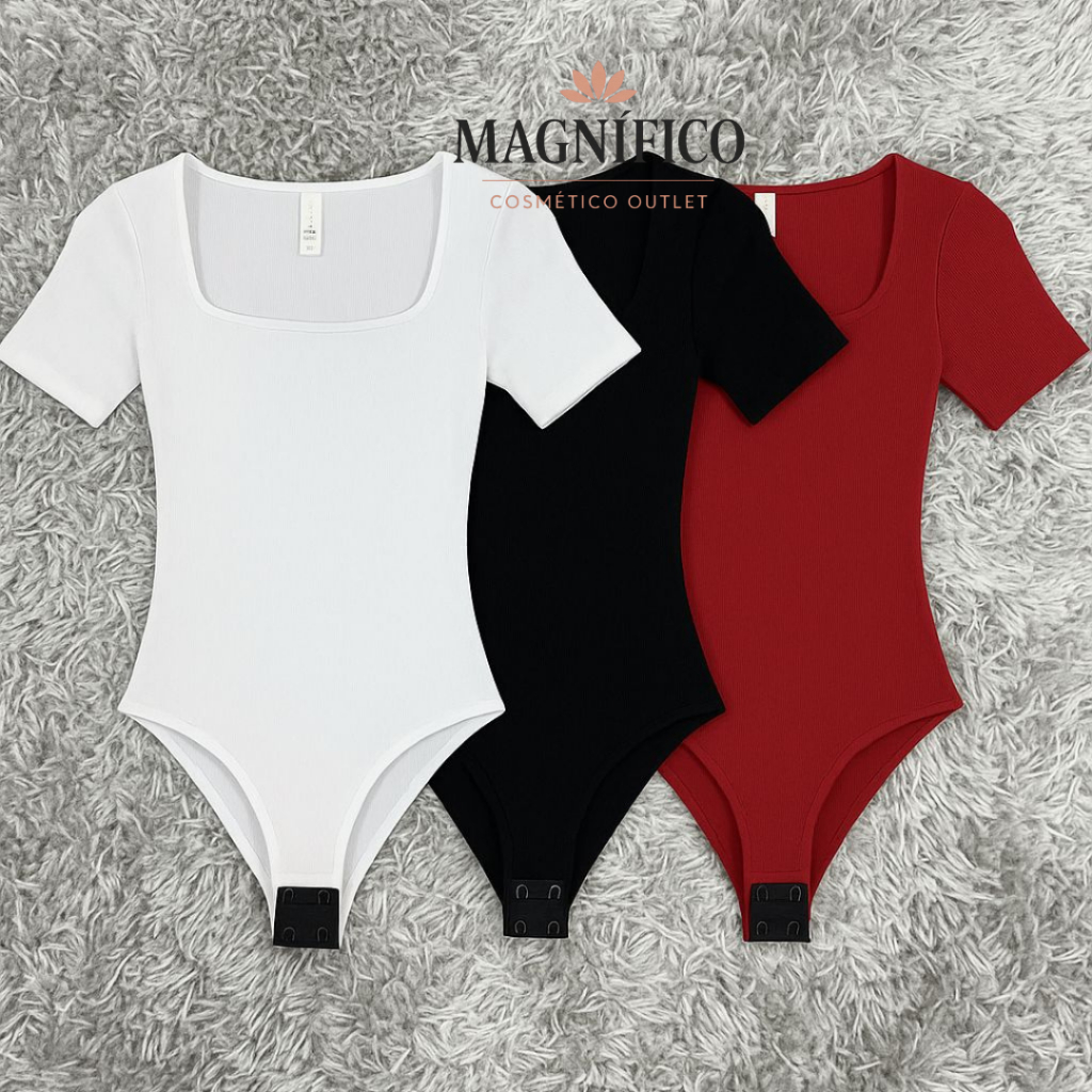 Body feminino decote quadrado manga curta moda verao tendencia com ...