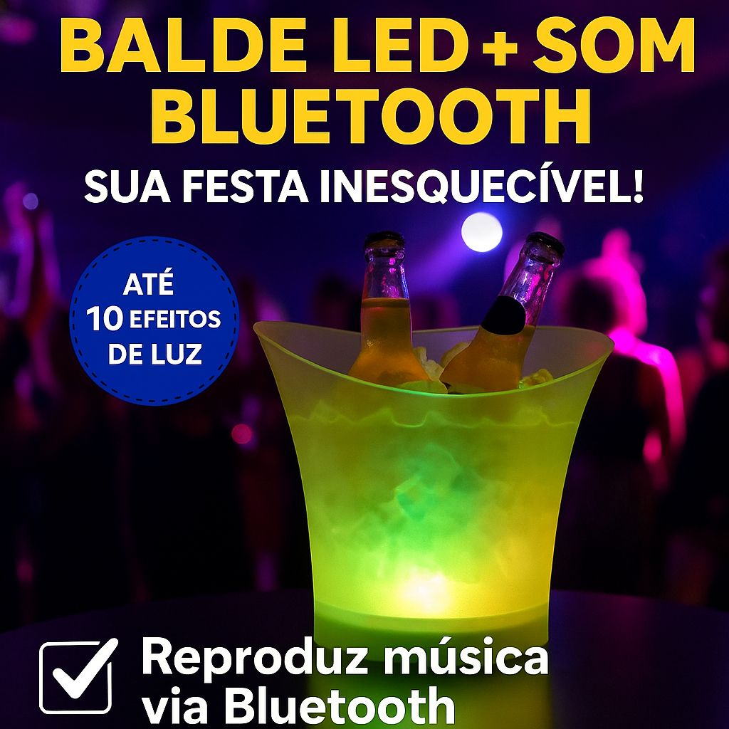 Balde de Bebidas com LED e Som Bluetooth | Decoração Perfeita para ...