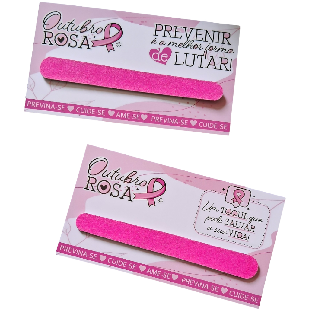 50 cards com lixa ou sem lixa Card para mimo ao cliente ou paciente outubro rosa | Shopee Brasil