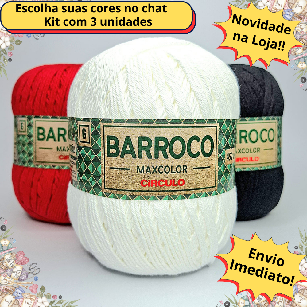 Fio Barroco circulo 400g kit com 3 und linha barroco 6 fio barroco 400g ...