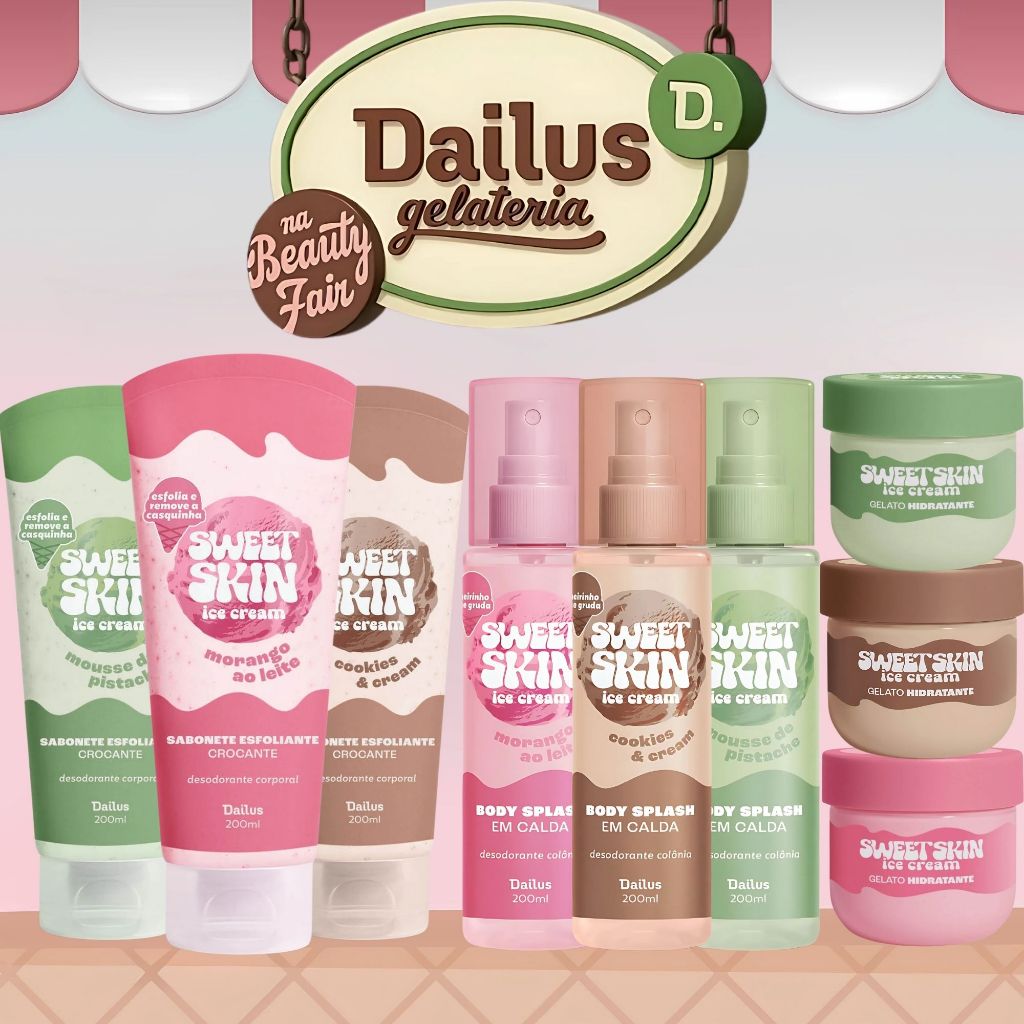 Kit Dailus Sweet Skin Ice Crem Gelato Sabonete Esfoliante Hidratante ...