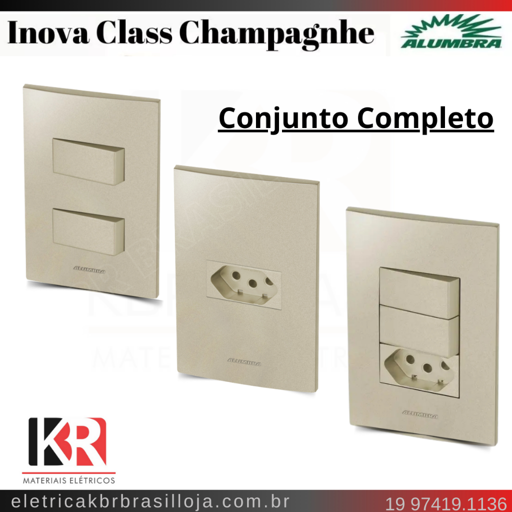 Conjunto Champanhe Tomadas Interruptores completo - Alumbra | Shopee Brasil