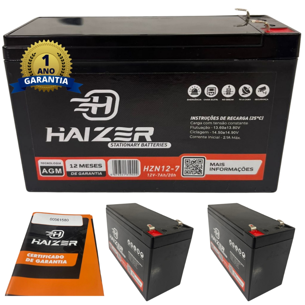 Bateria Nobreak 12V 7ah 1 Ano Garantia Haizer Selada Segurança Alarme ...