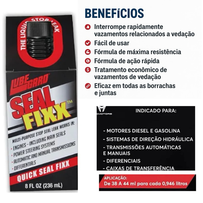 Elimina Vazamento Transmissão Motor Dh Lubegard Seal Fixx 236ml ...