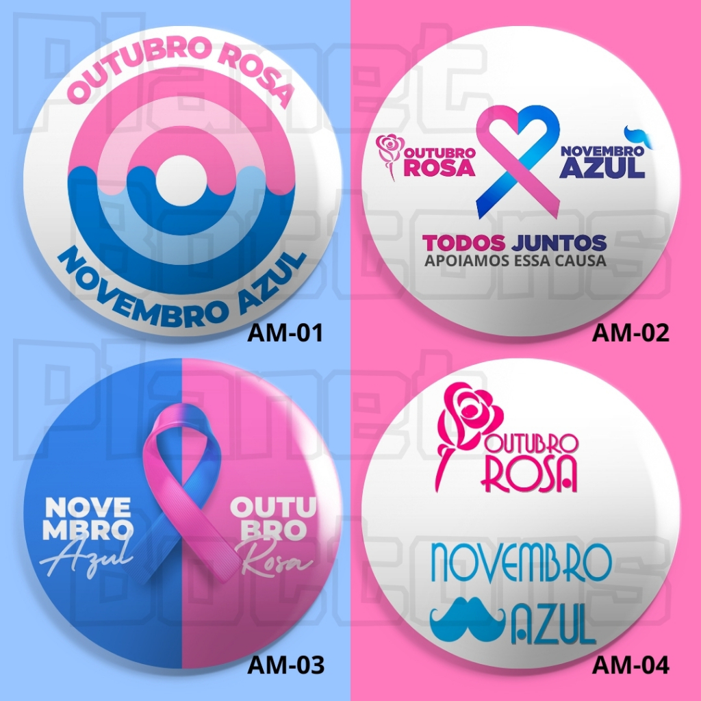 Bottons OUTUBRO ROSA & NOVEMBRO AZUL CAMPANHA - Boton / Button / Botum ...