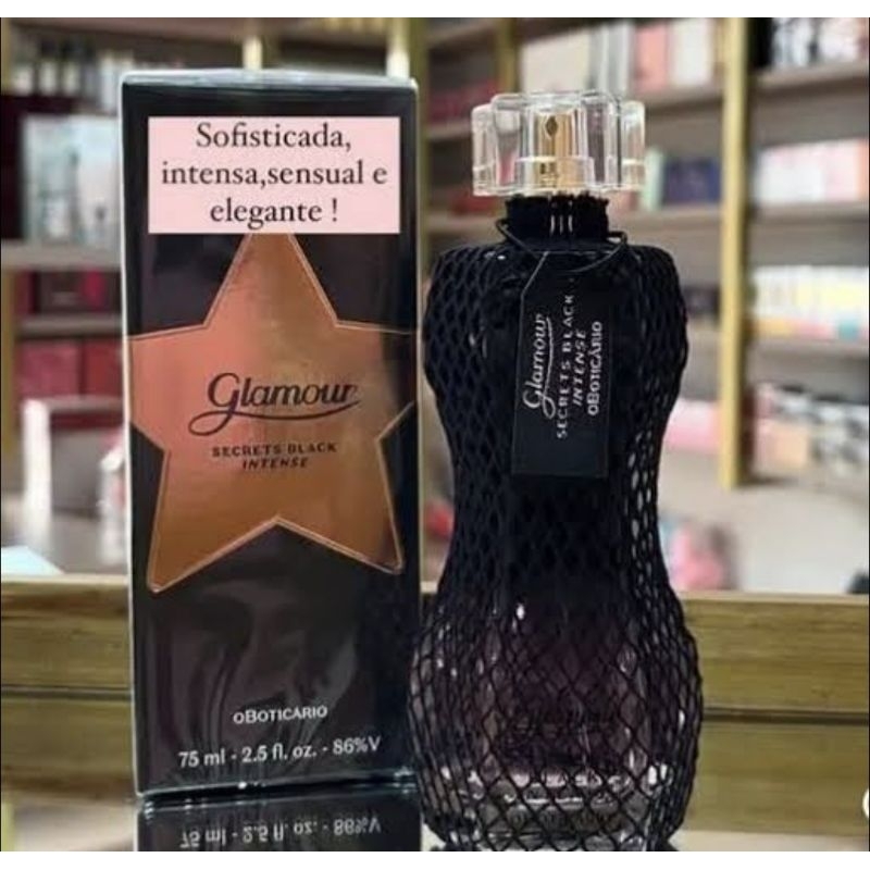 Glamour Secrets Black INTENSE , 75ml, COLONIA 75ML | Shopee Brasil