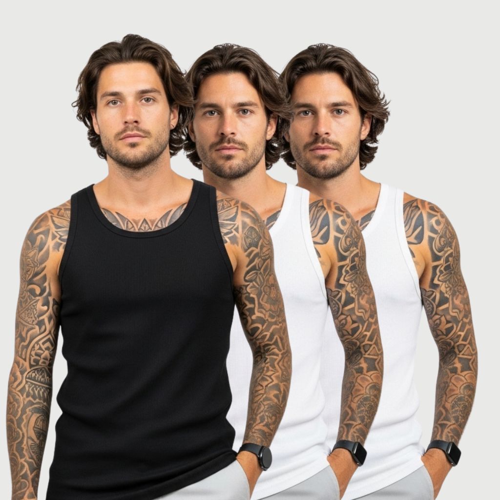 Kit 3 Regatas Estilo Americana Canelada | Shopee Brasil