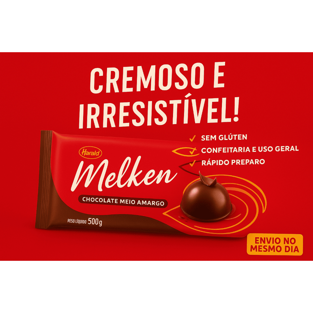 Chocolate Melken Meio Amargo 500g em Barra | Harald | Shopee Brasil