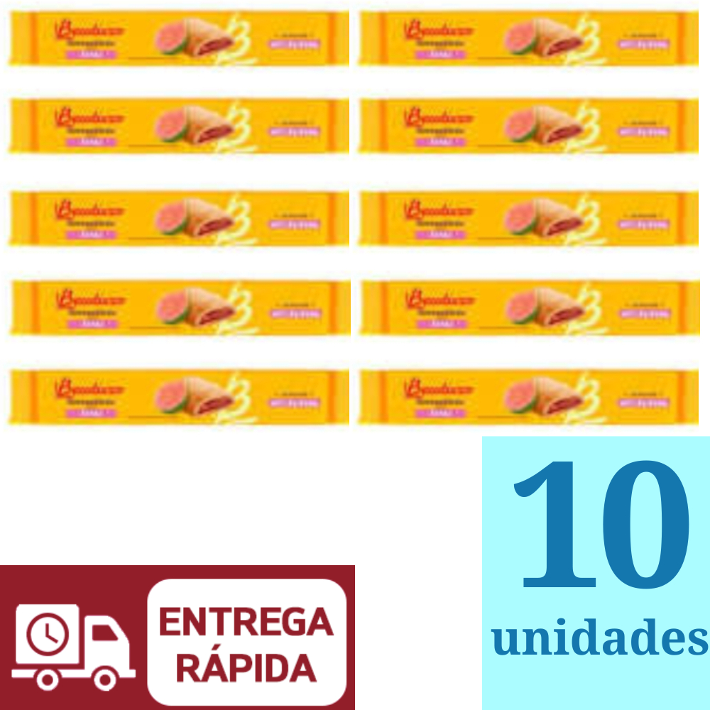 Kit 10 Biscoito Recheadinho Bauducco Goiaba 112g | Shopee Brasil