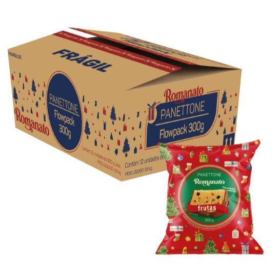 Panettone Romanato 300g Caixa Fechada Com 12 Unidades Chocotone Ou