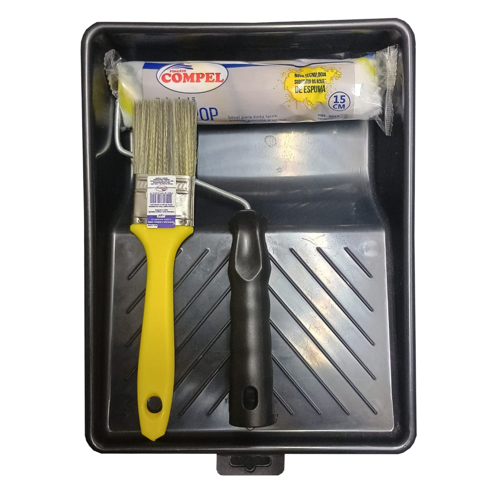 KIT P/ PINTURA Rolo Lã POLIPOP (15cm) + Bandeja Pequena ( 19,5 x 25 cm ...
