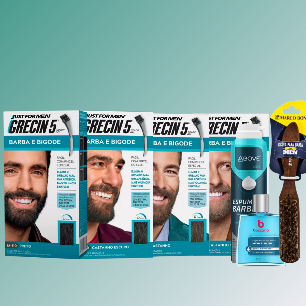Kit De Barbear Masculino Completo + Coloração Para Barba e Bigode ...