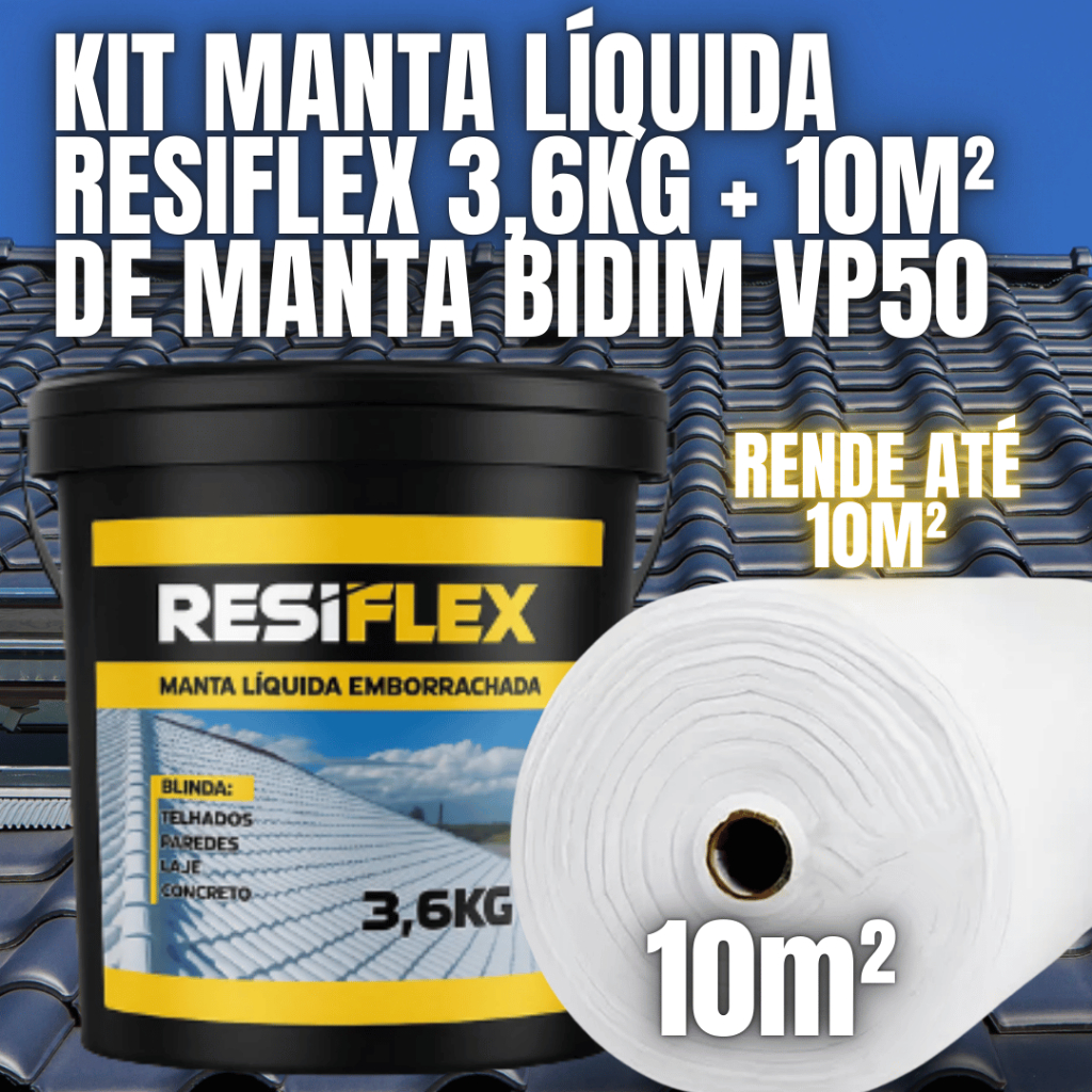 Kit Manta Líquida Resiflex 3,6kg + Manta Bidim 10m² Impermeabilizante ...
