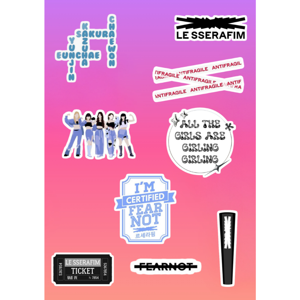 LESSERAFIM | Cartela de Stickers Exclusivos Fanmade | Vinil Brilhante à ...
