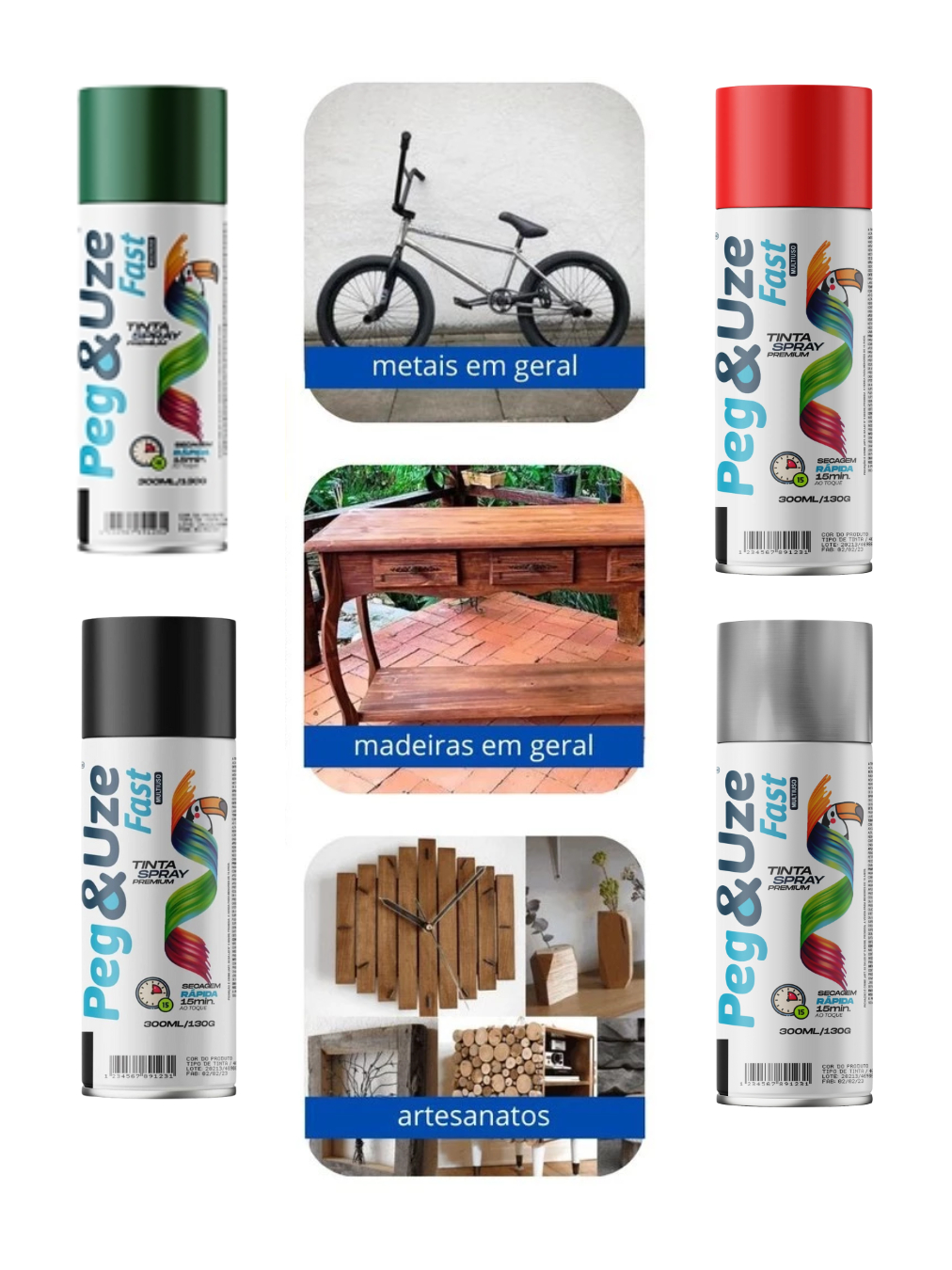 Tinta Spray Peg & Uze Fast Secagem Rápida Premium Várias Cores Brilho ...