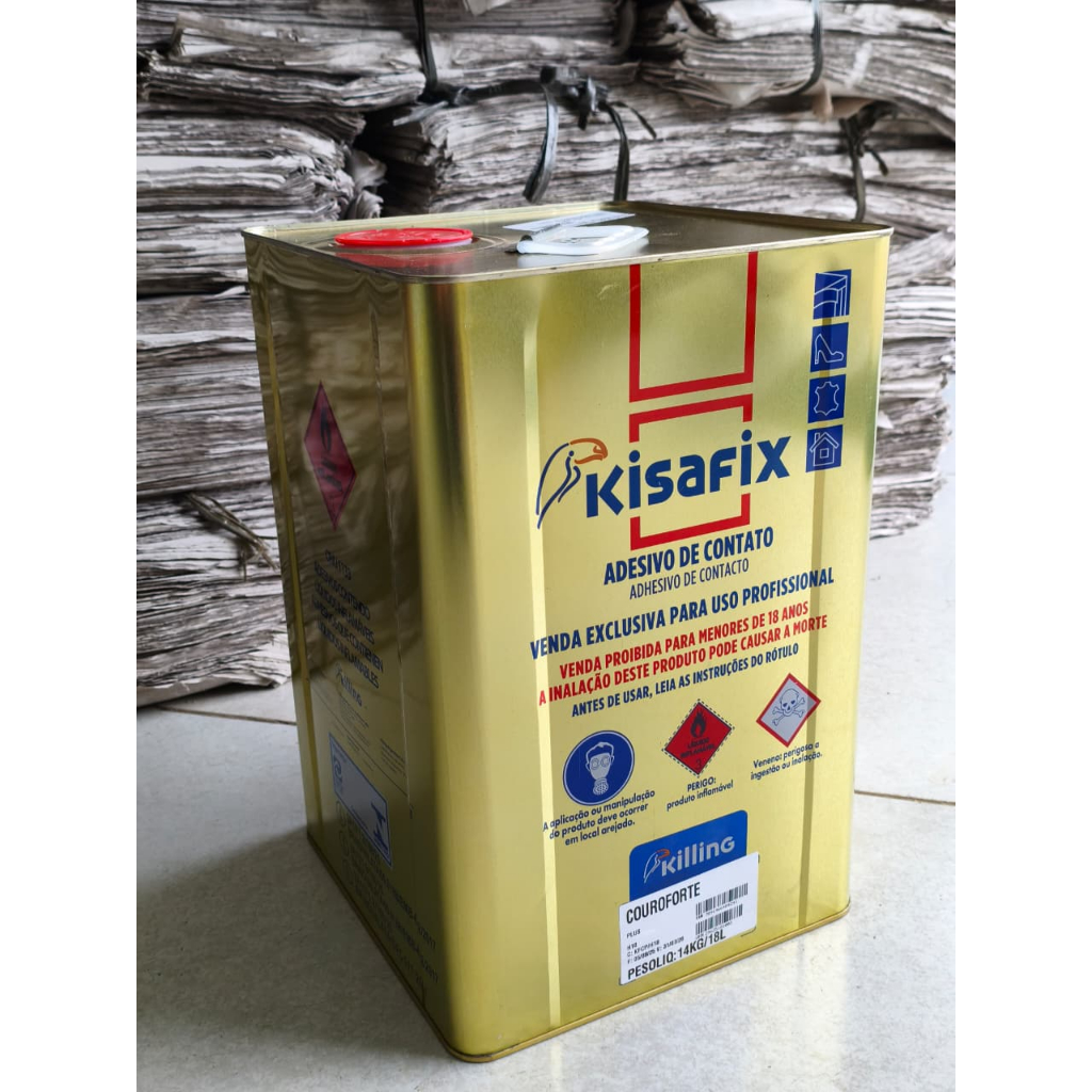 Cola forte Kisafix 14kg Lata Sapateiro Tapeceiro | Shopee Brasil