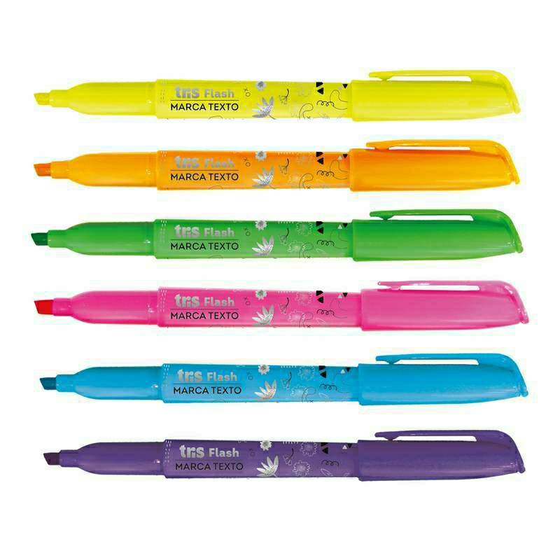 Marca Texto Flash Neon Cores Material Escolar Papelaria Fofa Tris ...