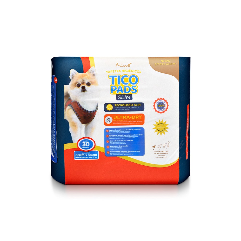 Tapete Higiênico Tico Pads Slim 30 unidades dimensão 60cm x 55cm cão ...
