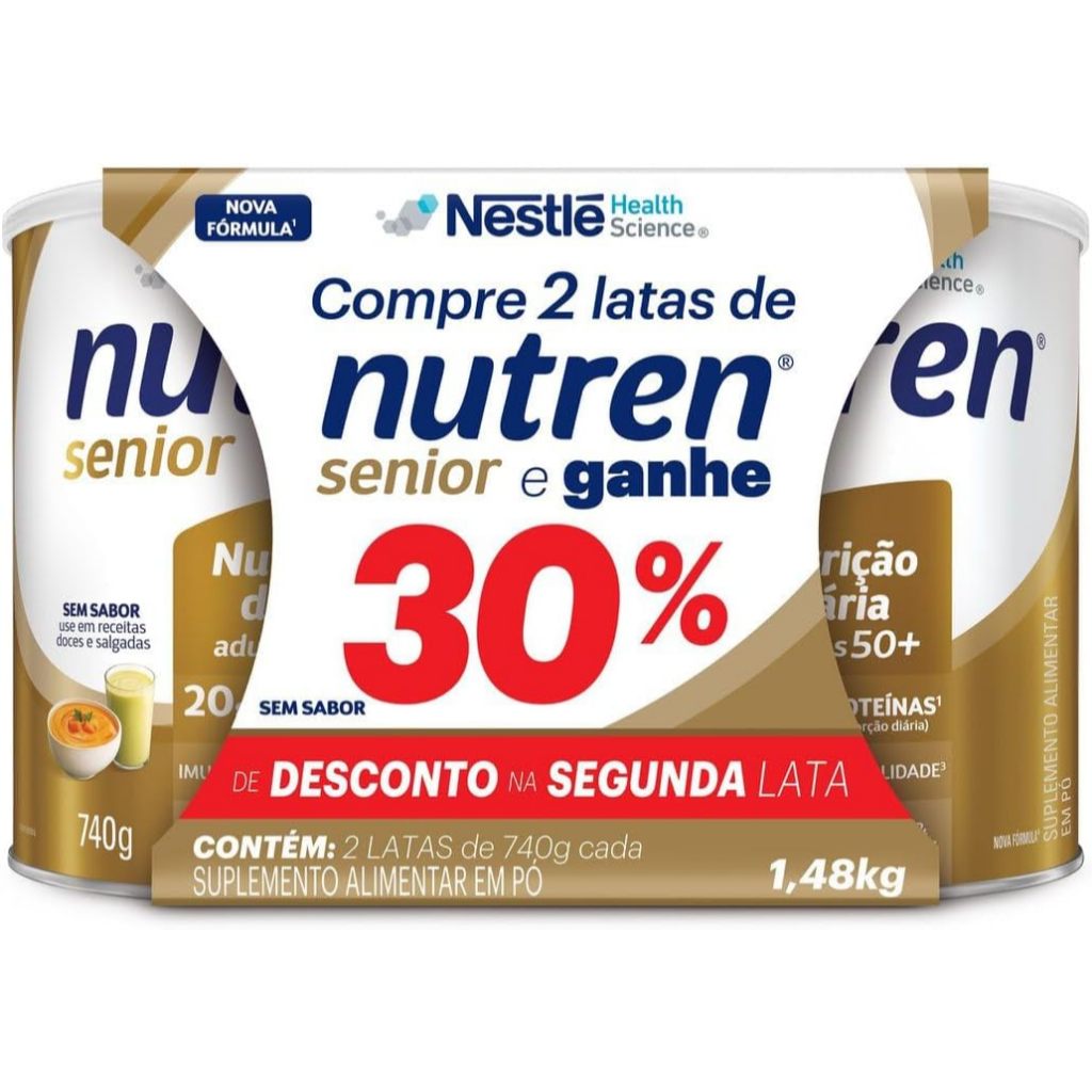 Kit Nutren Senior Sem Sabor 2x740g | Shopee Brasil