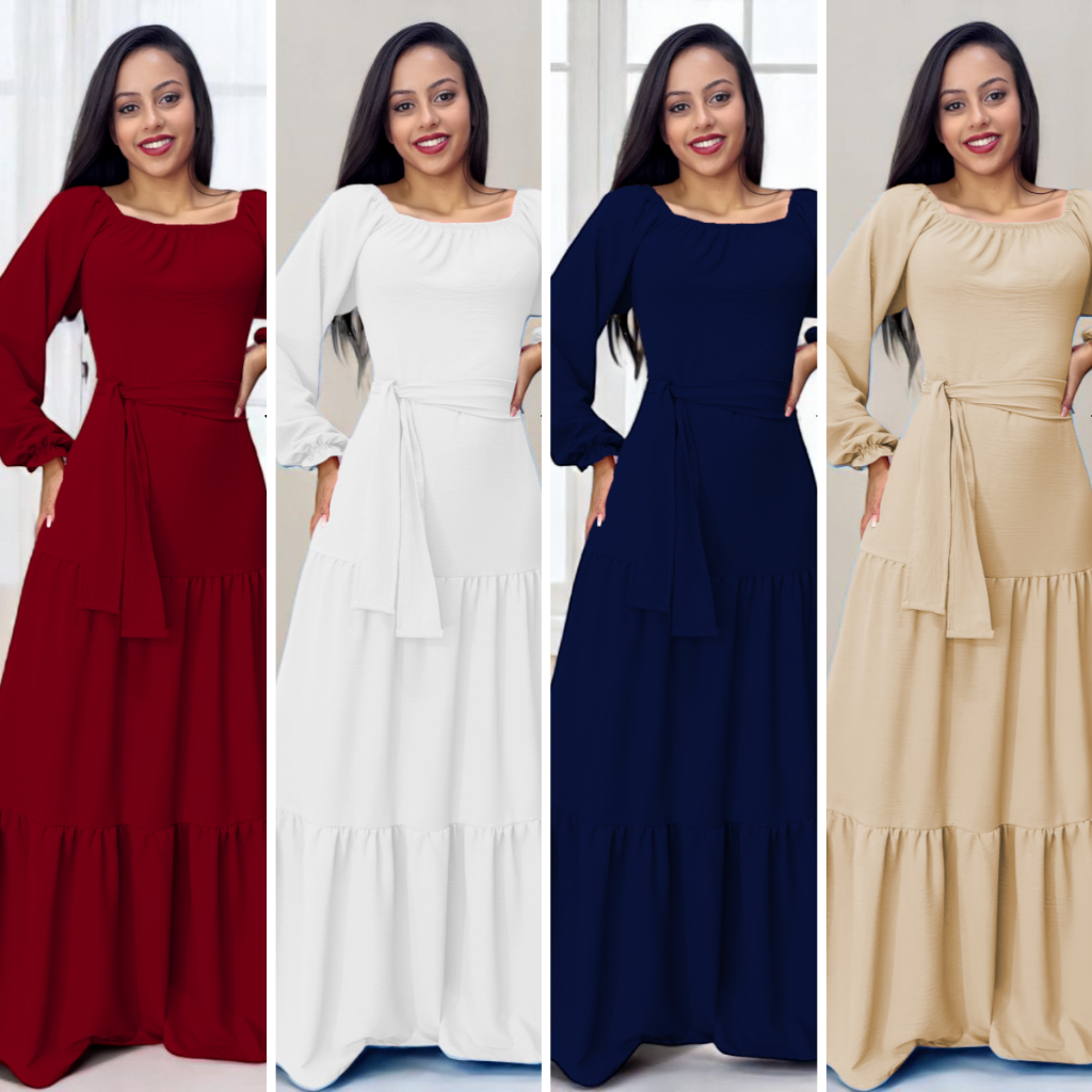 Vestido Feminino Alfaiataria Longo com Amarração Lateral Elegante | PMG ...