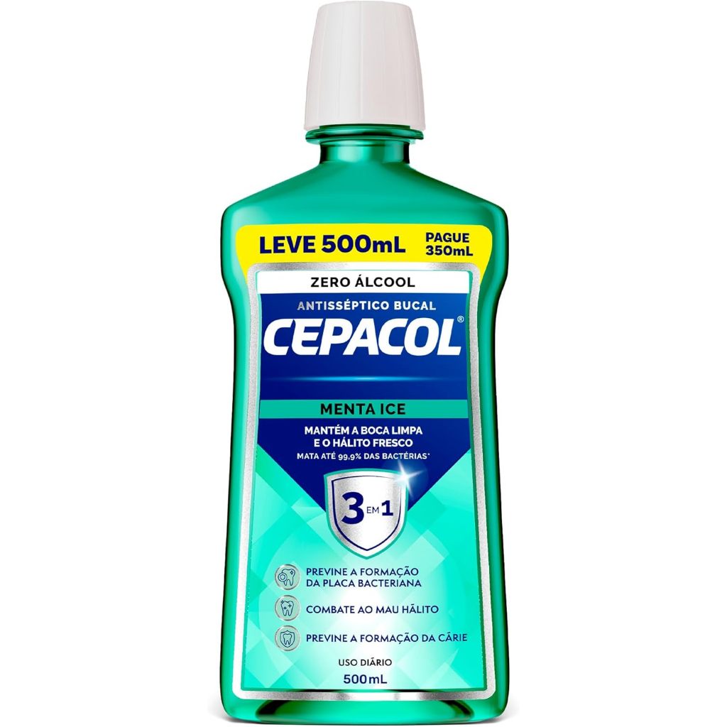 Enxaguante Bucal Cepacol Menta Ice Sem Alcool Leve 500ML Pague 350ML ...